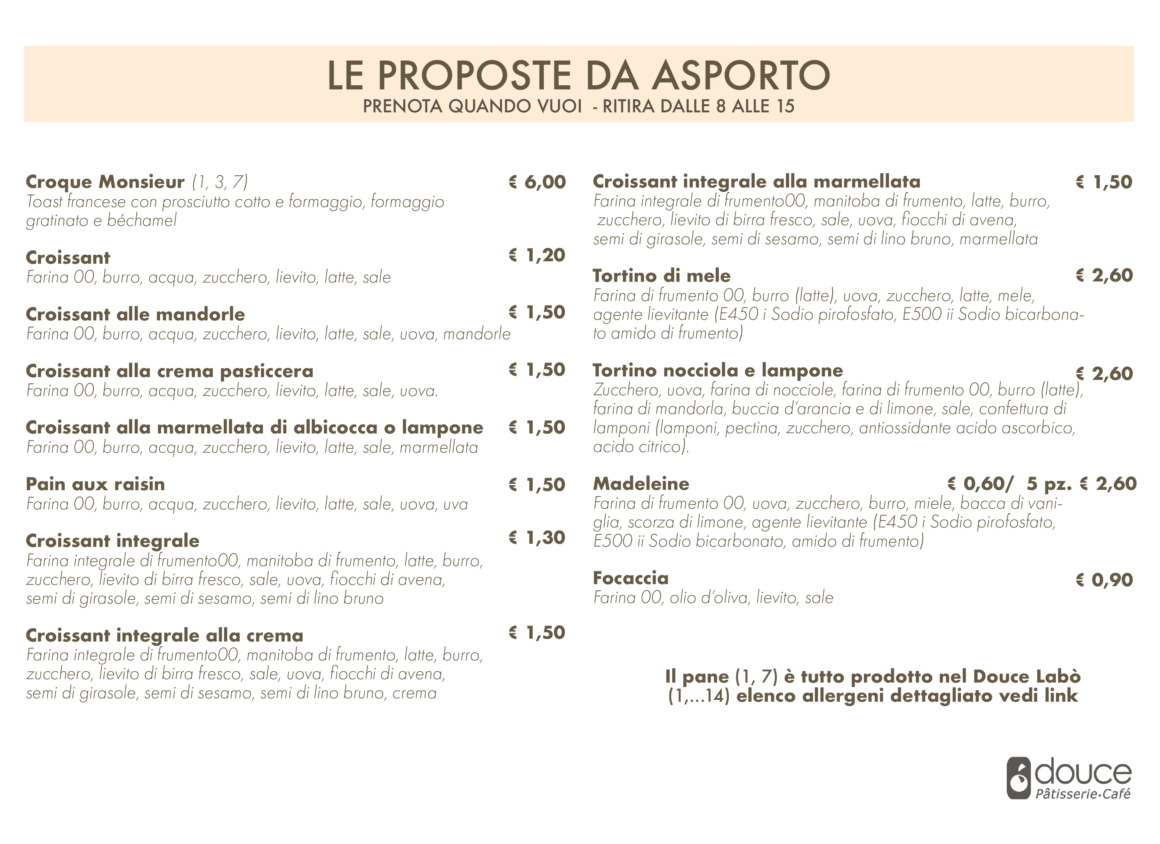 Menu d’asporto, si riparte dal gusto! - Douce